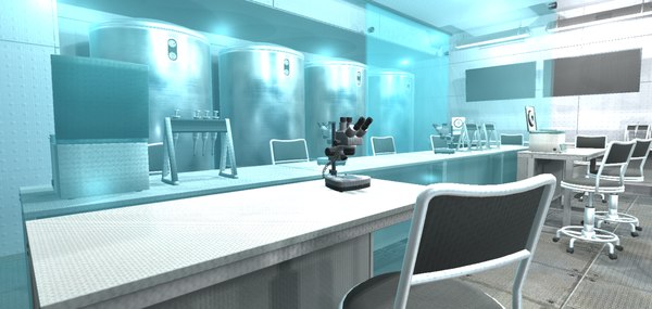 modèle 3D de Laboratoire moderne - intérieurs modulaires et accessoires ...