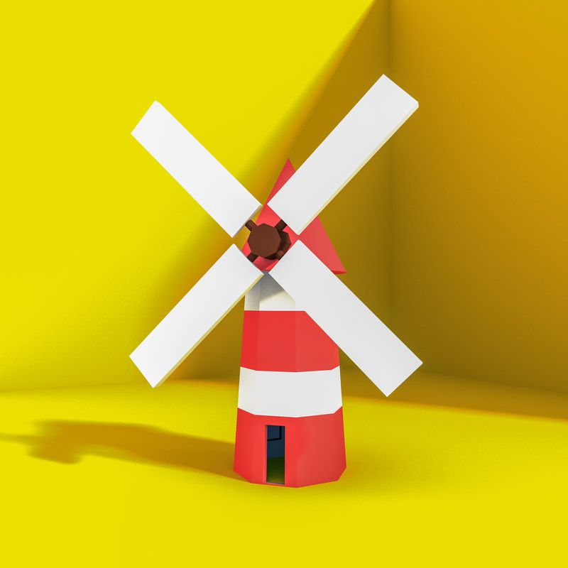 3D model windmilllowpolylow polyfan - TurboSquid 1434195