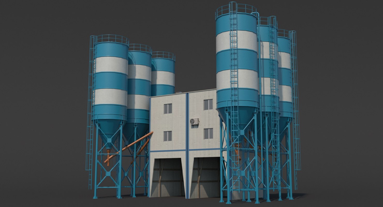 Cement mixer plant 3D model - TurboSquid 1434446