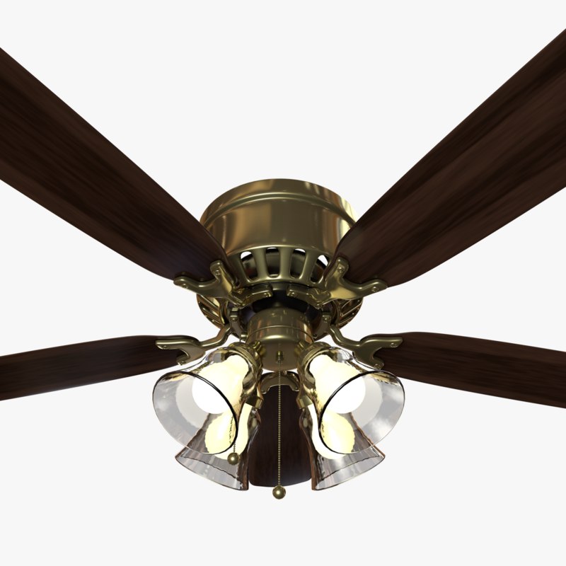 Realistic brass ceiling fan 3D model - TurboSquid 1434616