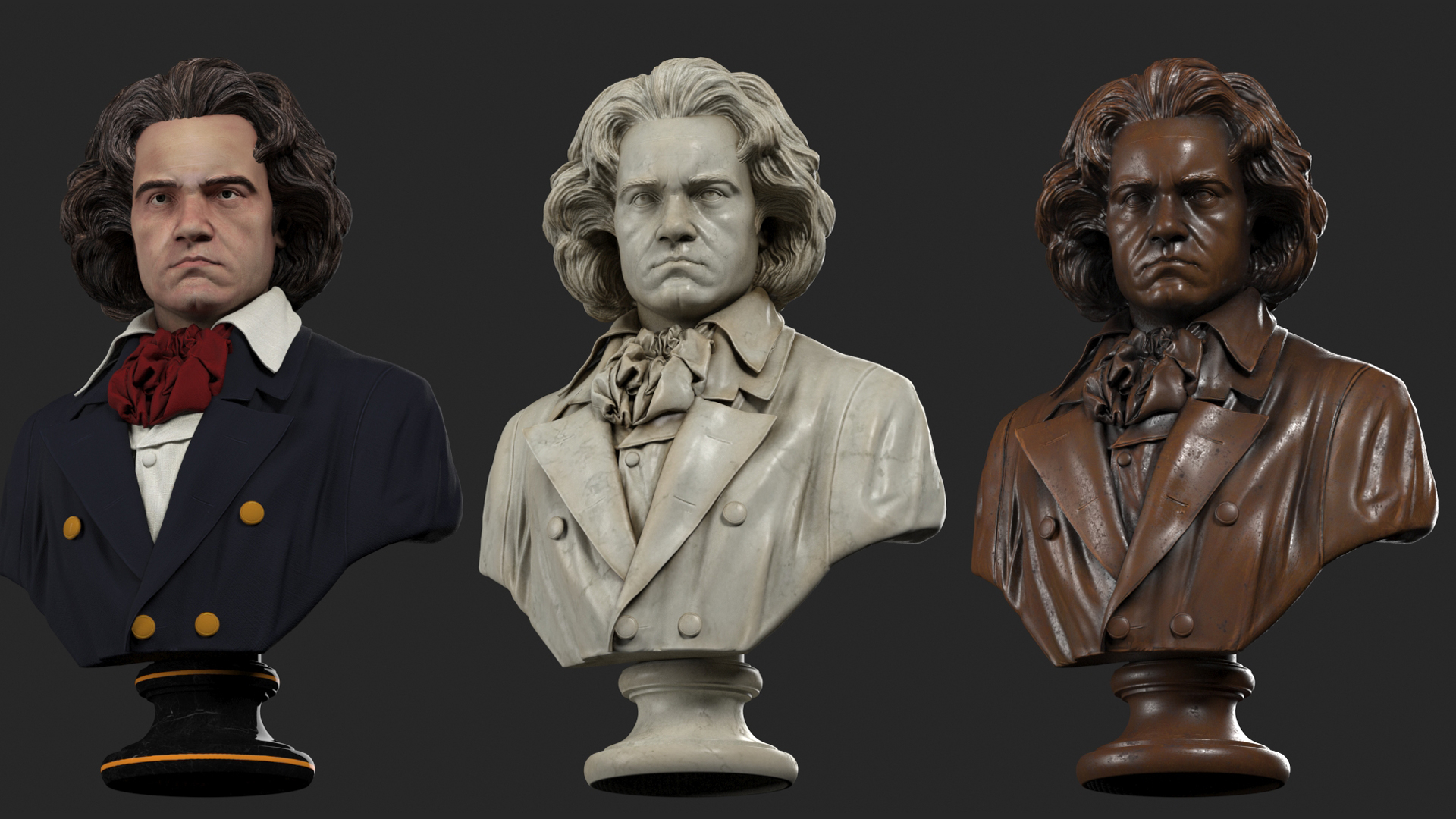 3d model of bust beethoven