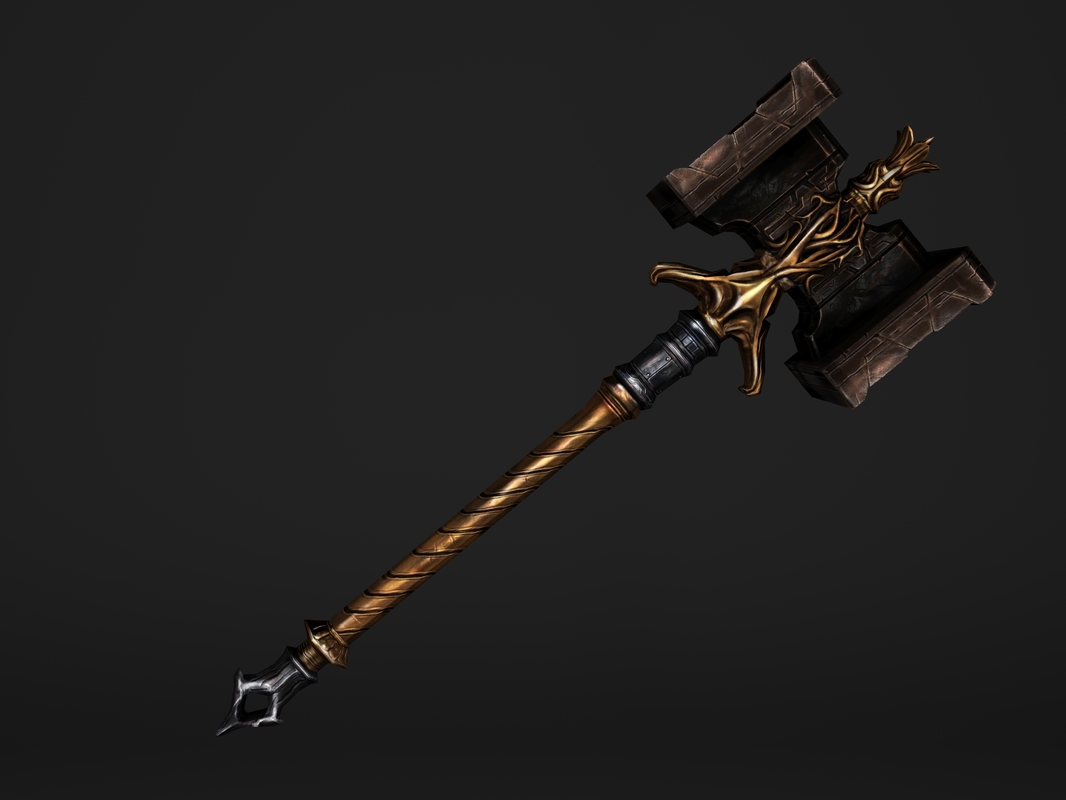 3D fantasy golden hammer - model - TurboSquid 1436067