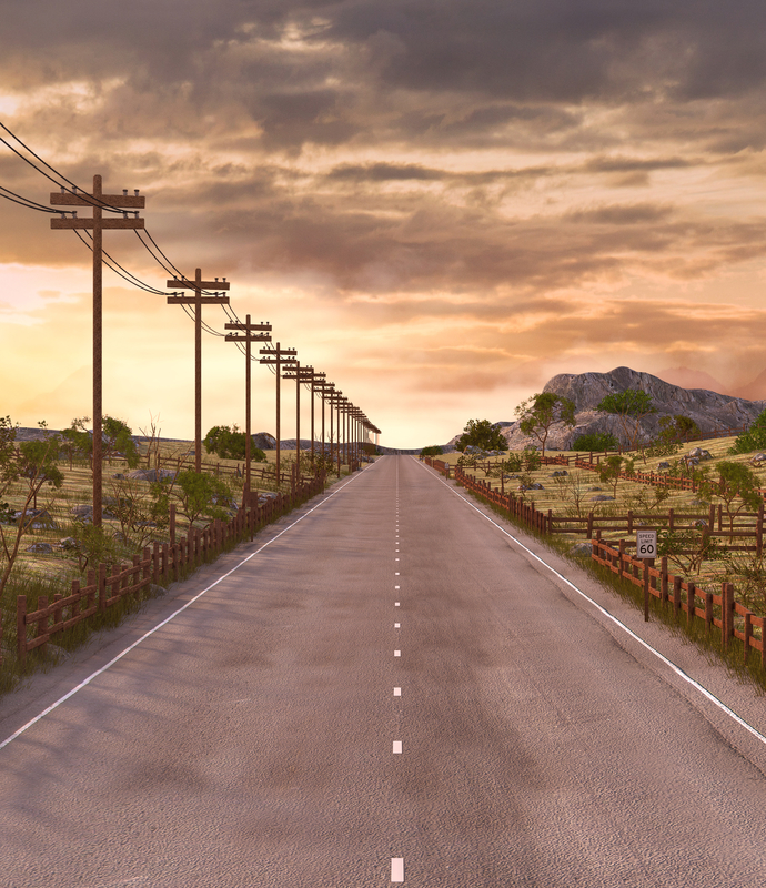 Road sunset 3D model - TurboSquid 1436096