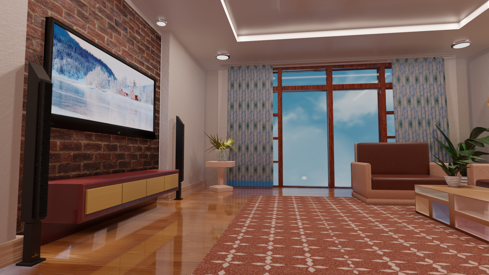 modelo 3d Escena interior de la sala de estar exclusivamente para ...