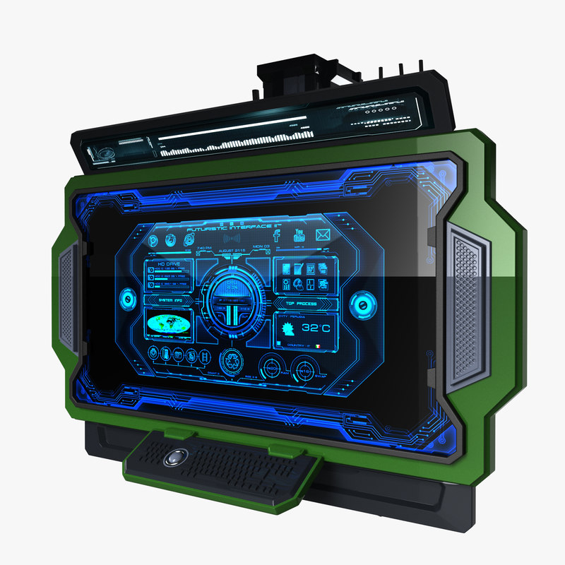 3d model sci-fi monitor
