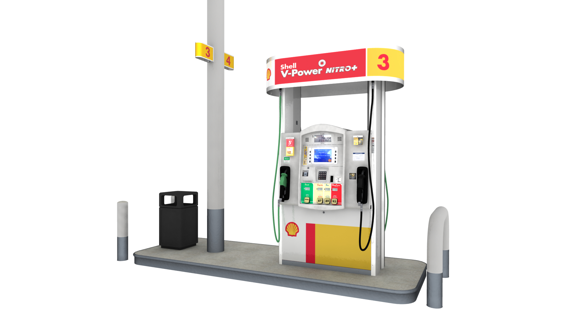 Shell fuel dispenser model - TurboSquid 1438417