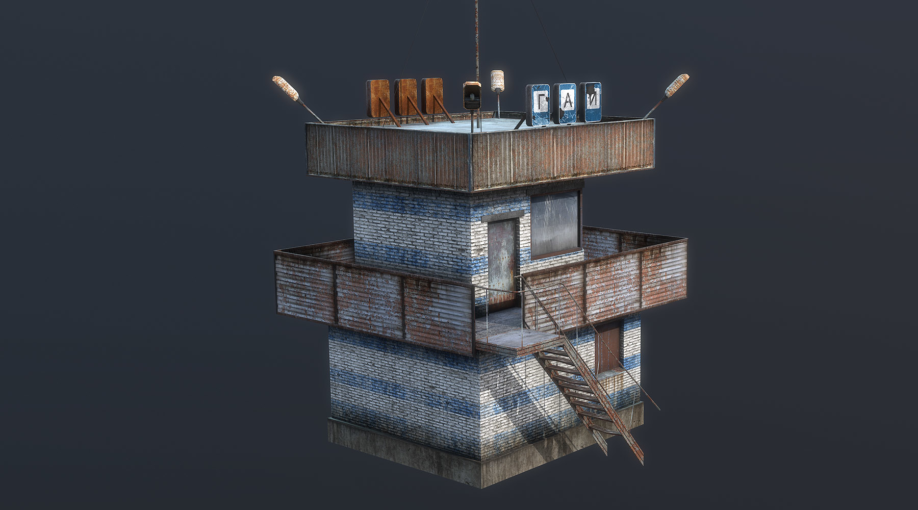 Low-poly police blockpost 3D - TurboSquid 1438570