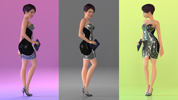 Cartoon young girl party 3D model - TurboSquid 1439017
