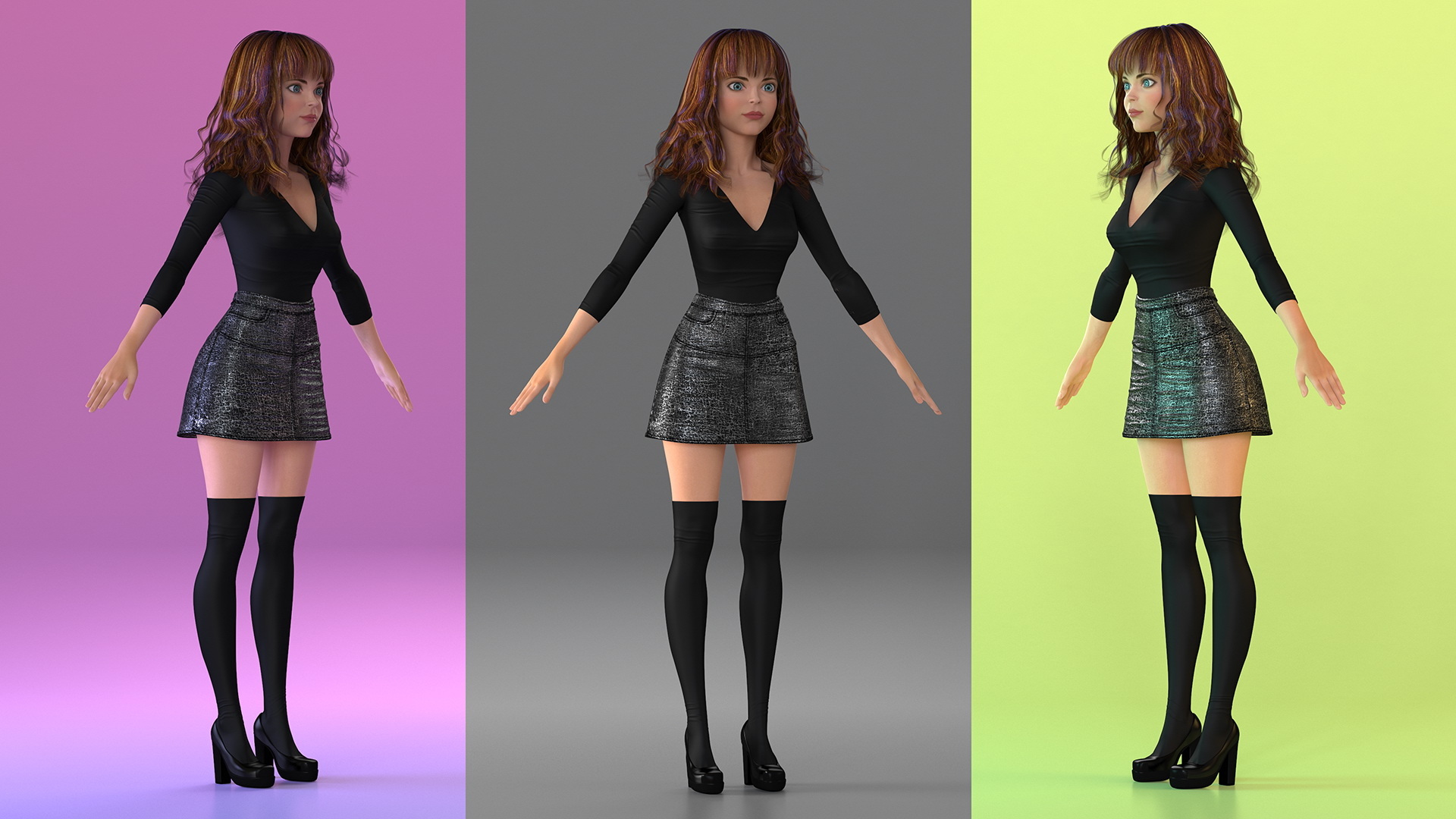 Cartoon young girl youth 3D model - TurboSquid 1439625