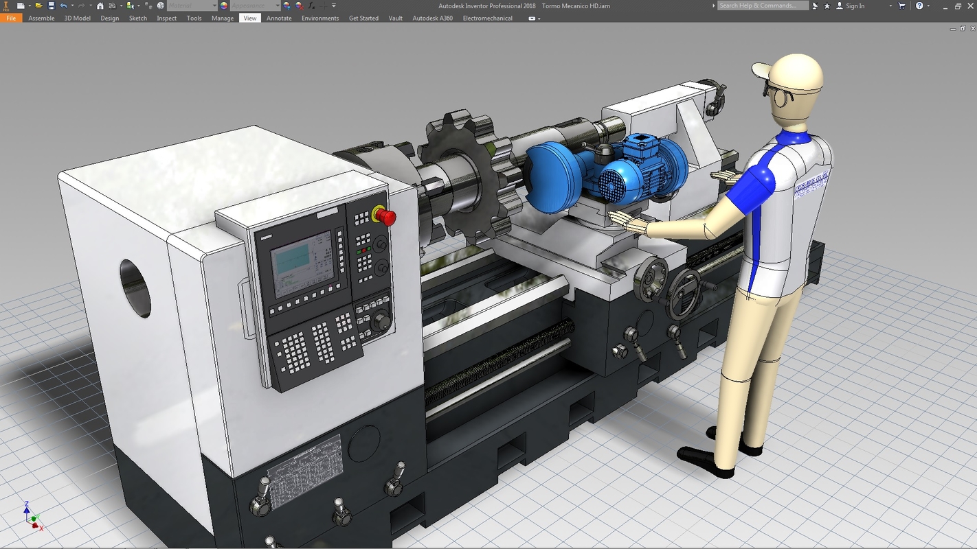 Máquina de Torno CNC com Trabalhador Humano Modelo 3D - TurboSquid 1439406
