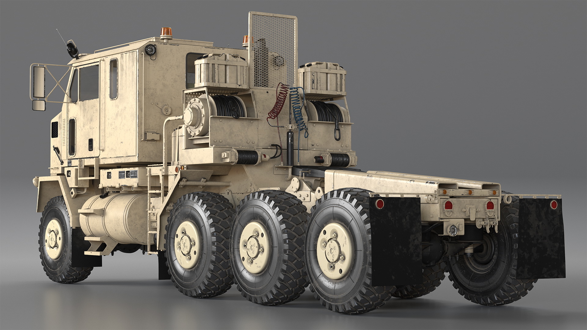 M1000 HET 세미 트레일러 사막 더러운을 가진 Oshkosh M1070 트럭 트랙터 3D 모델 - TurboSquid ...