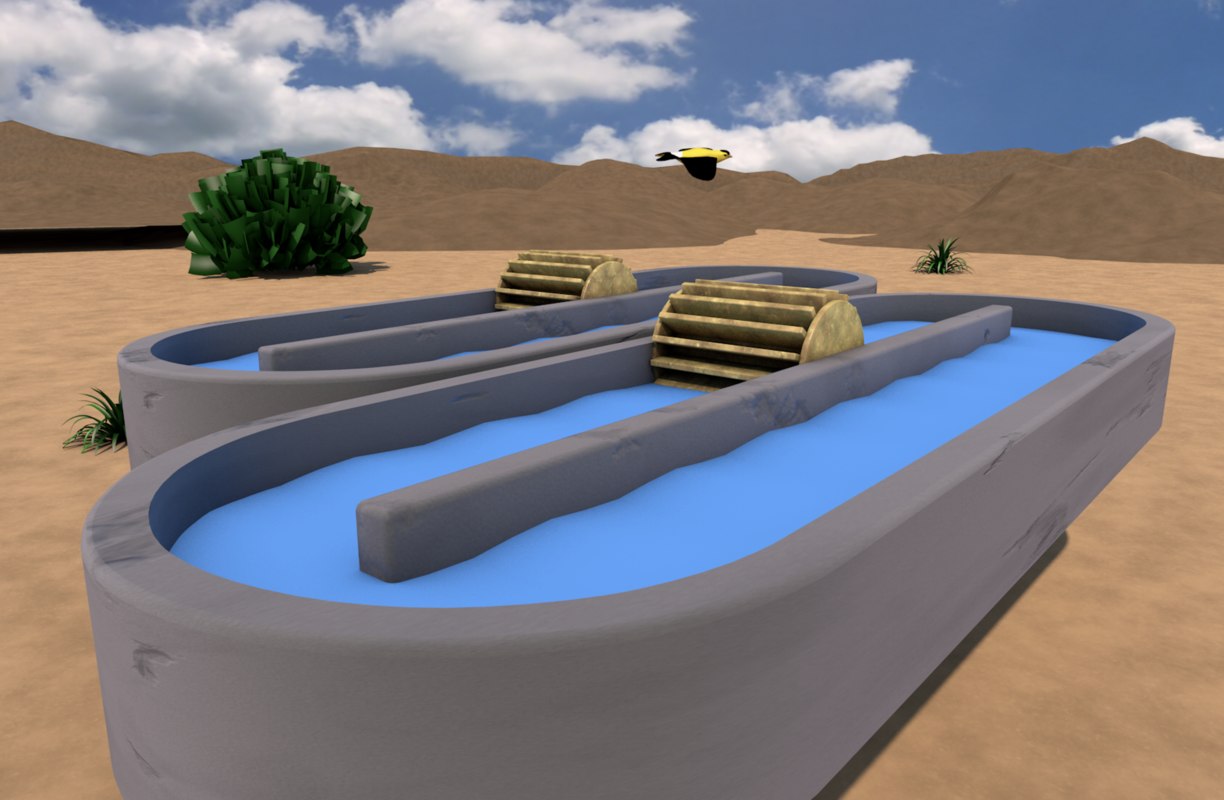 3D open raceway pond - TurboSquid 1441861