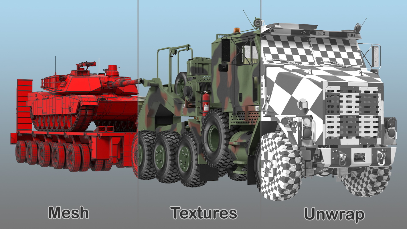 Oshkosh m1070 tank transporter 3D model - TurboSquid 1442895