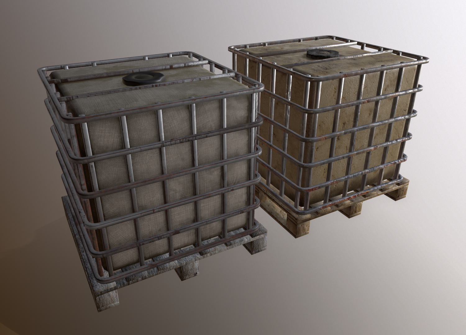 3d rusted water tank