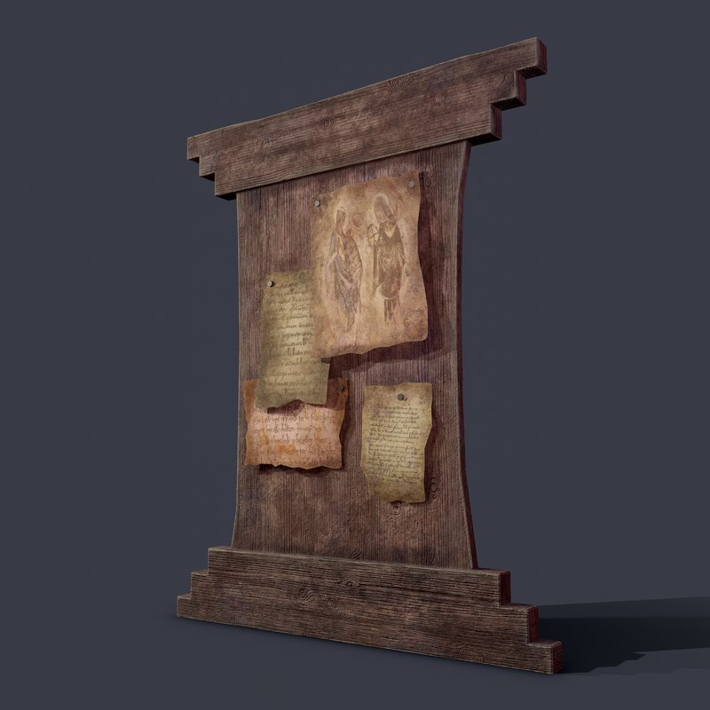 Worn medieval notice board 3D model - TurboSquid 1443368