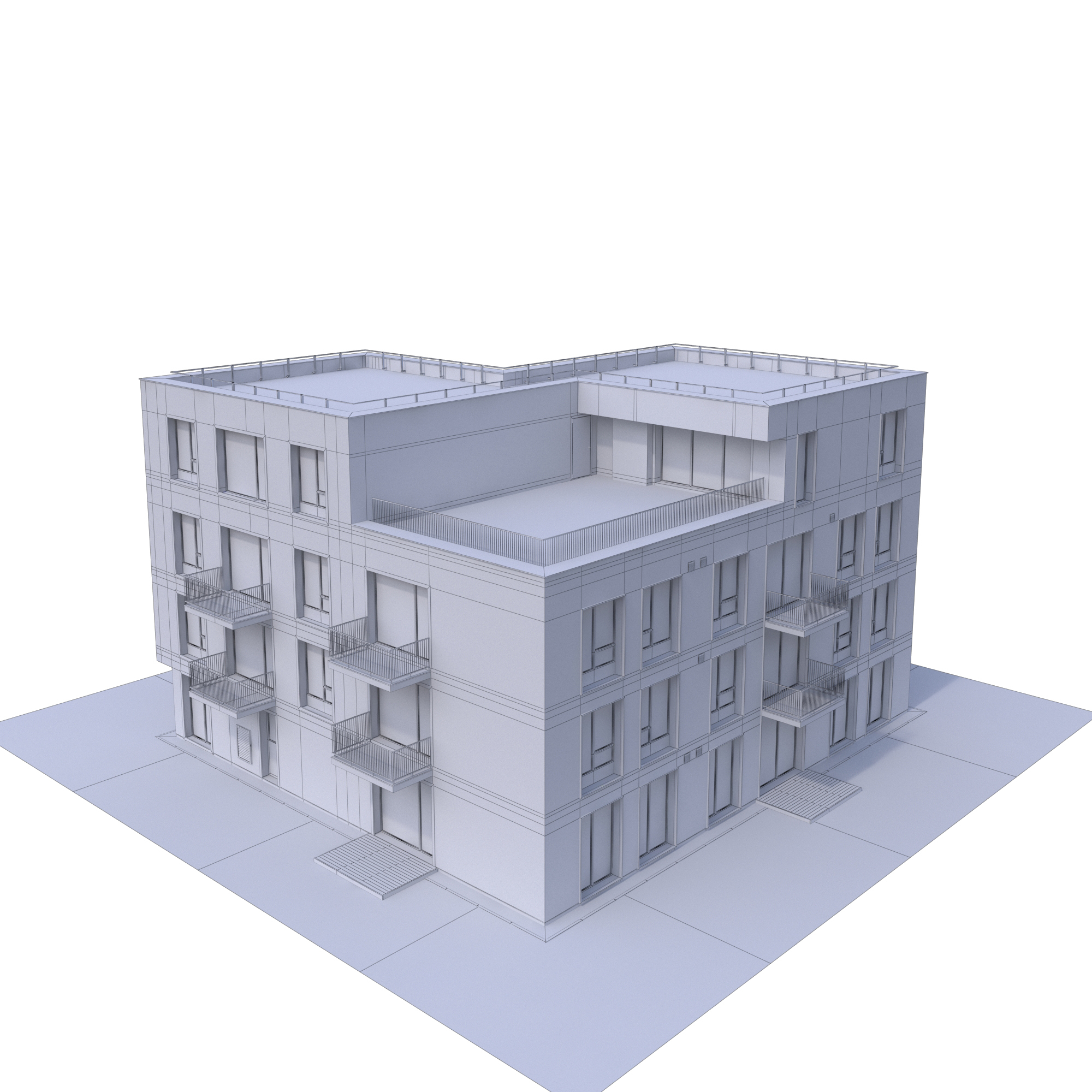 3D model apartment building 4 story - TurboSquid 1443638