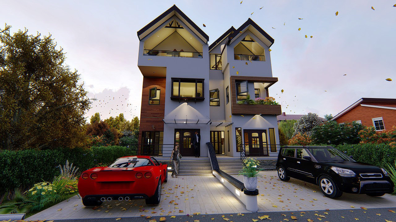 Duplex building house 3D model - TurboSquid 1443840