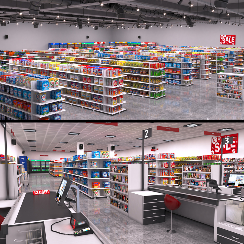 Supermarket store shopping 3D model - TurboSquid 1444093