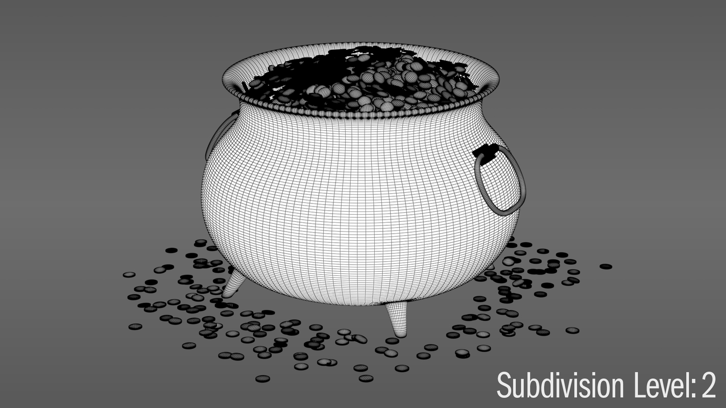 3d model of cauldron gold coins