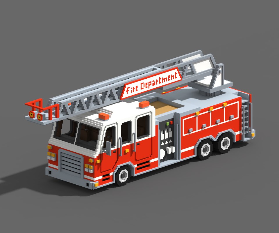 Voxel Feuerwehrauto 3D-Modell - TurboSquid 1444591