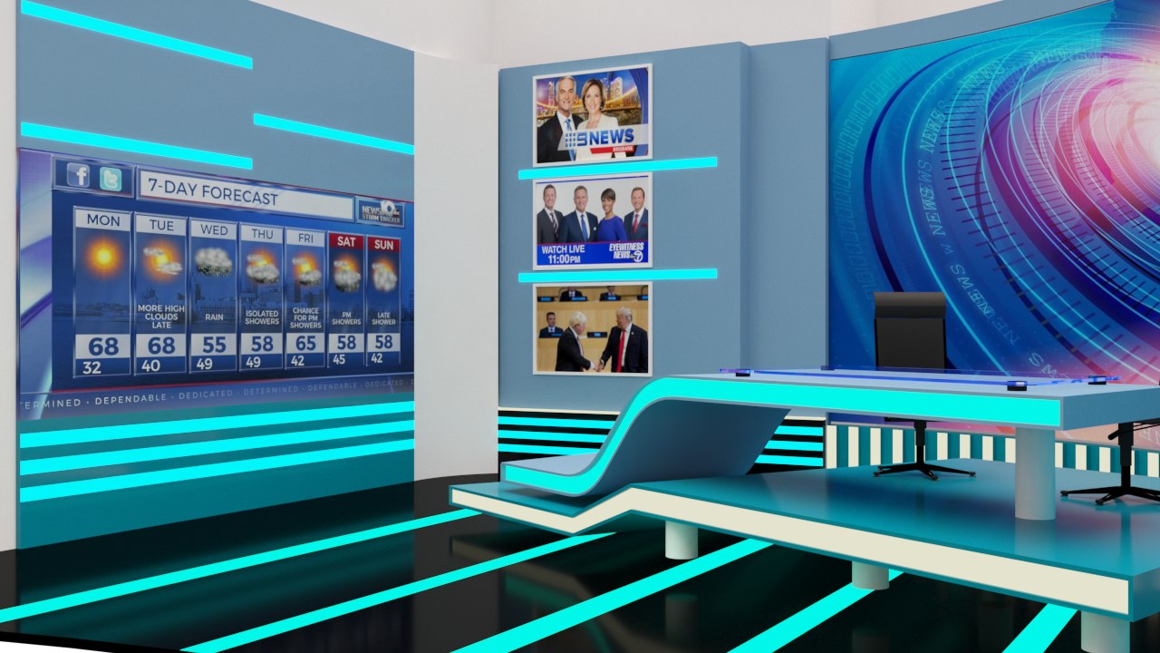 3D set news studio model - TurboSquid 1446009