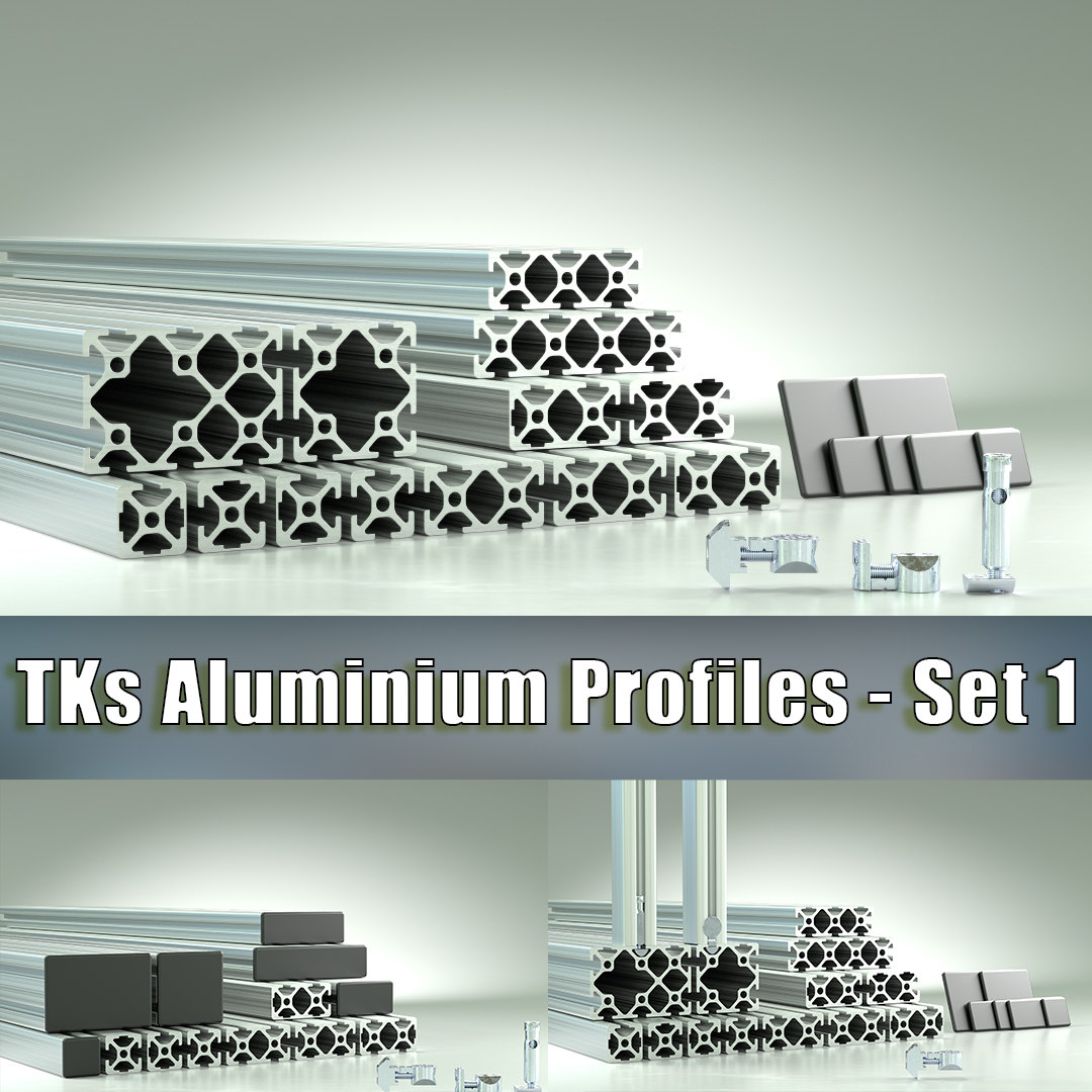 Set 1 aluminium profiles 3D model - TurboSquid 1442431