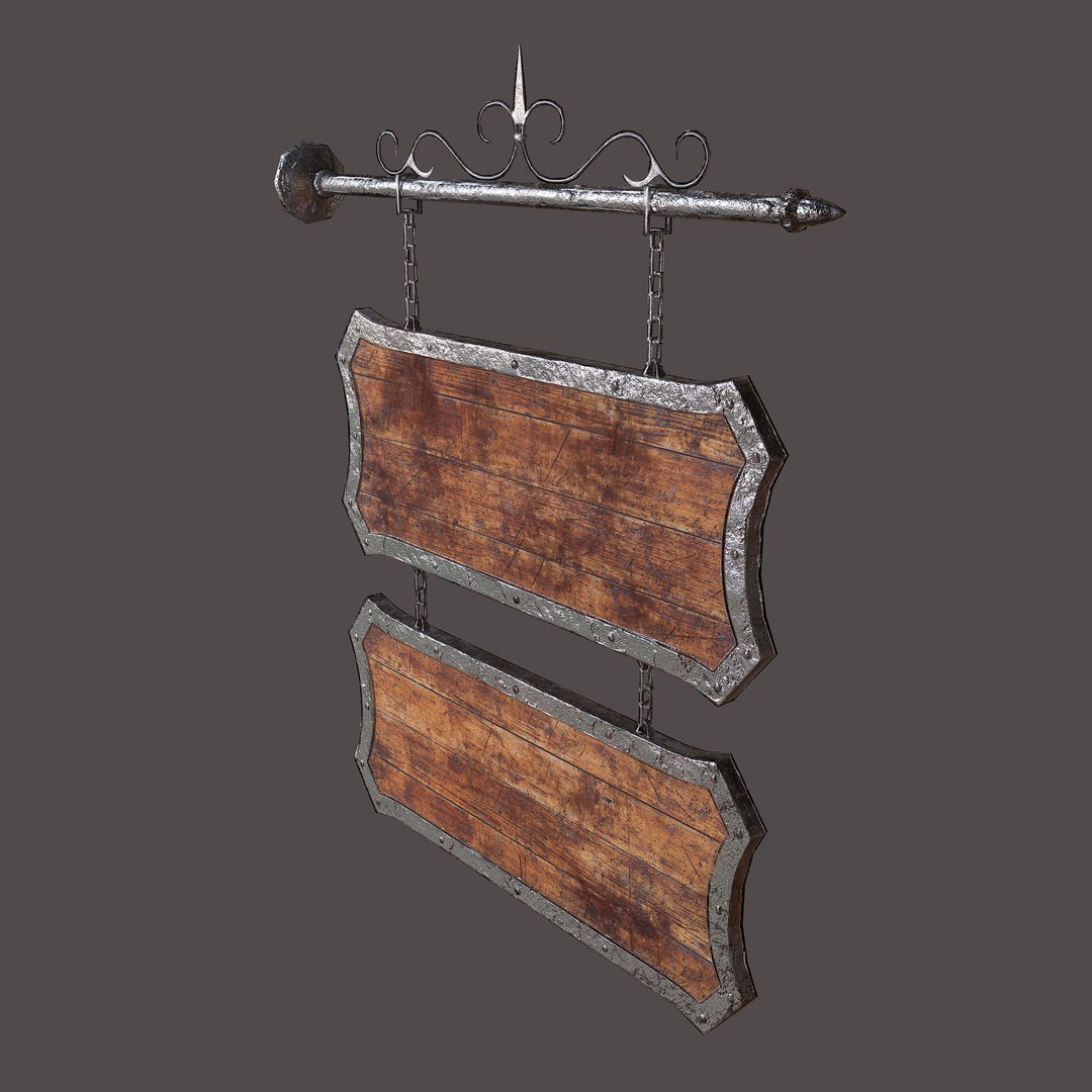 Medieval wooden tavern sign 3D model - TurboSquid 1448112