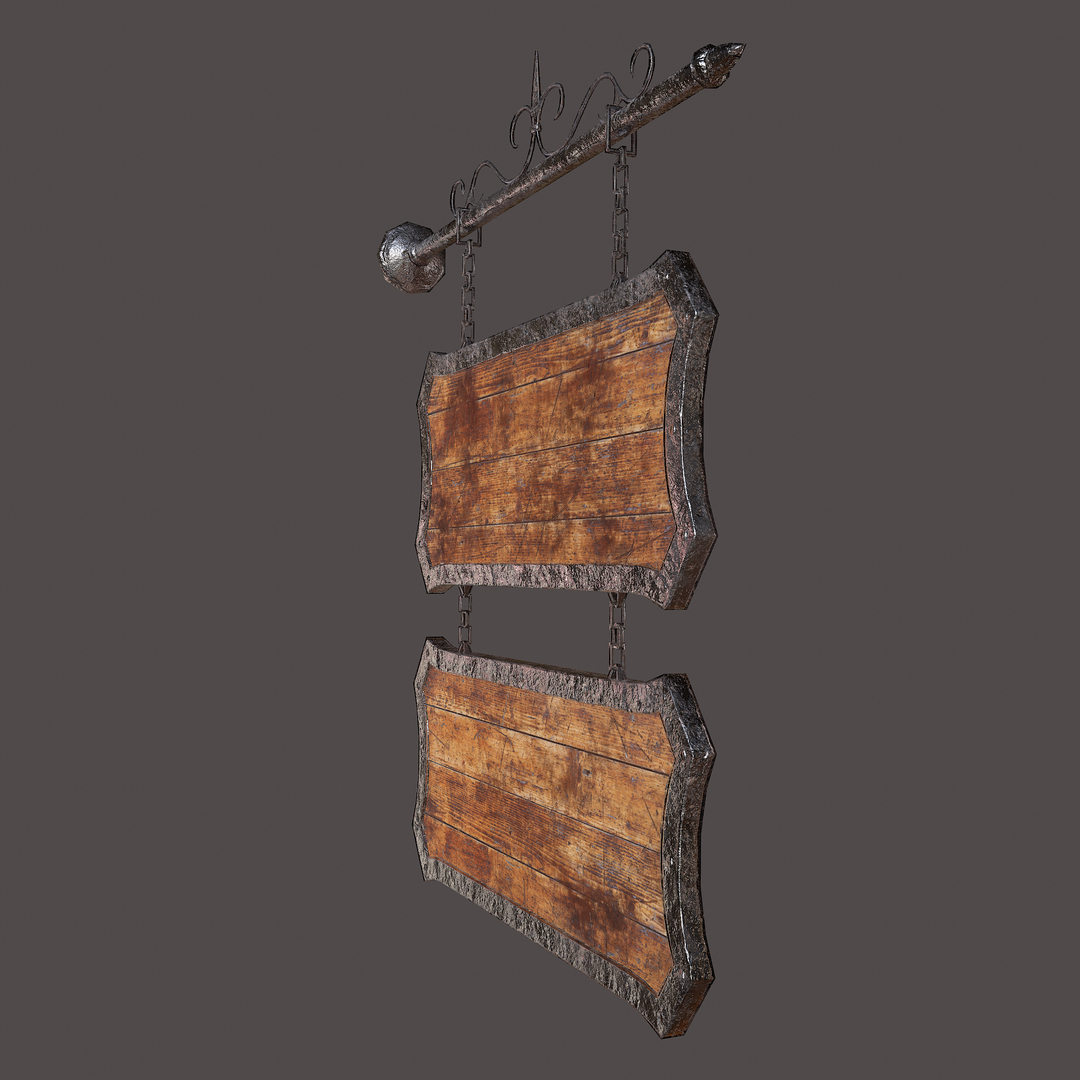 Medieval wooden tavern sign 3D model - TurboSquid 1448112