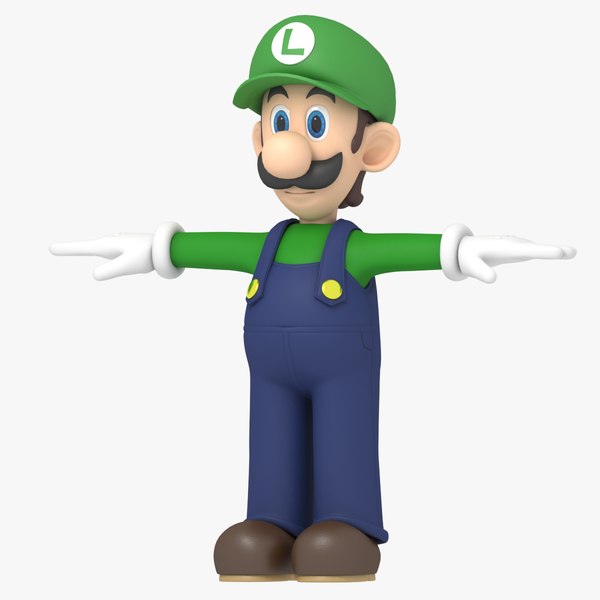 nintendo video character luigi 3d model