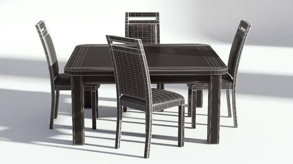 Wooden table chairs 3D model - TurboSquid 1448890