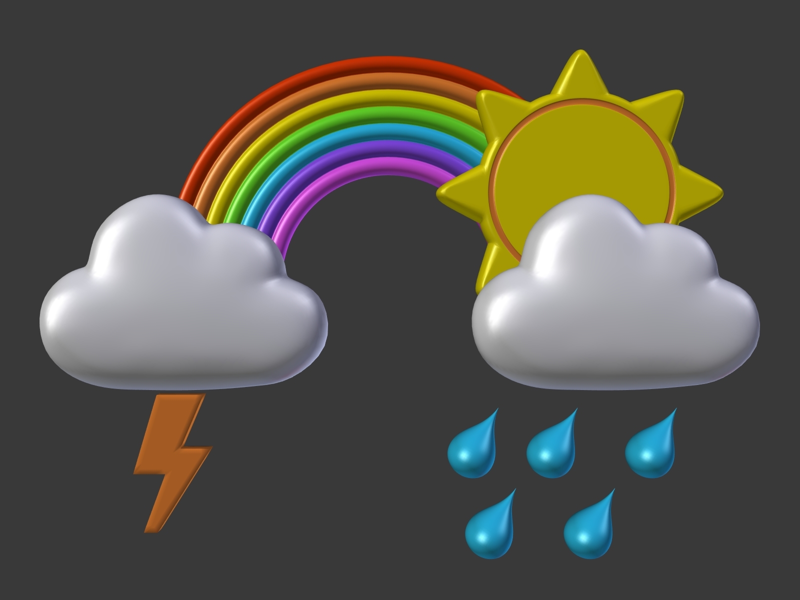 Weather icons 3D model - TurboSquid 1429321