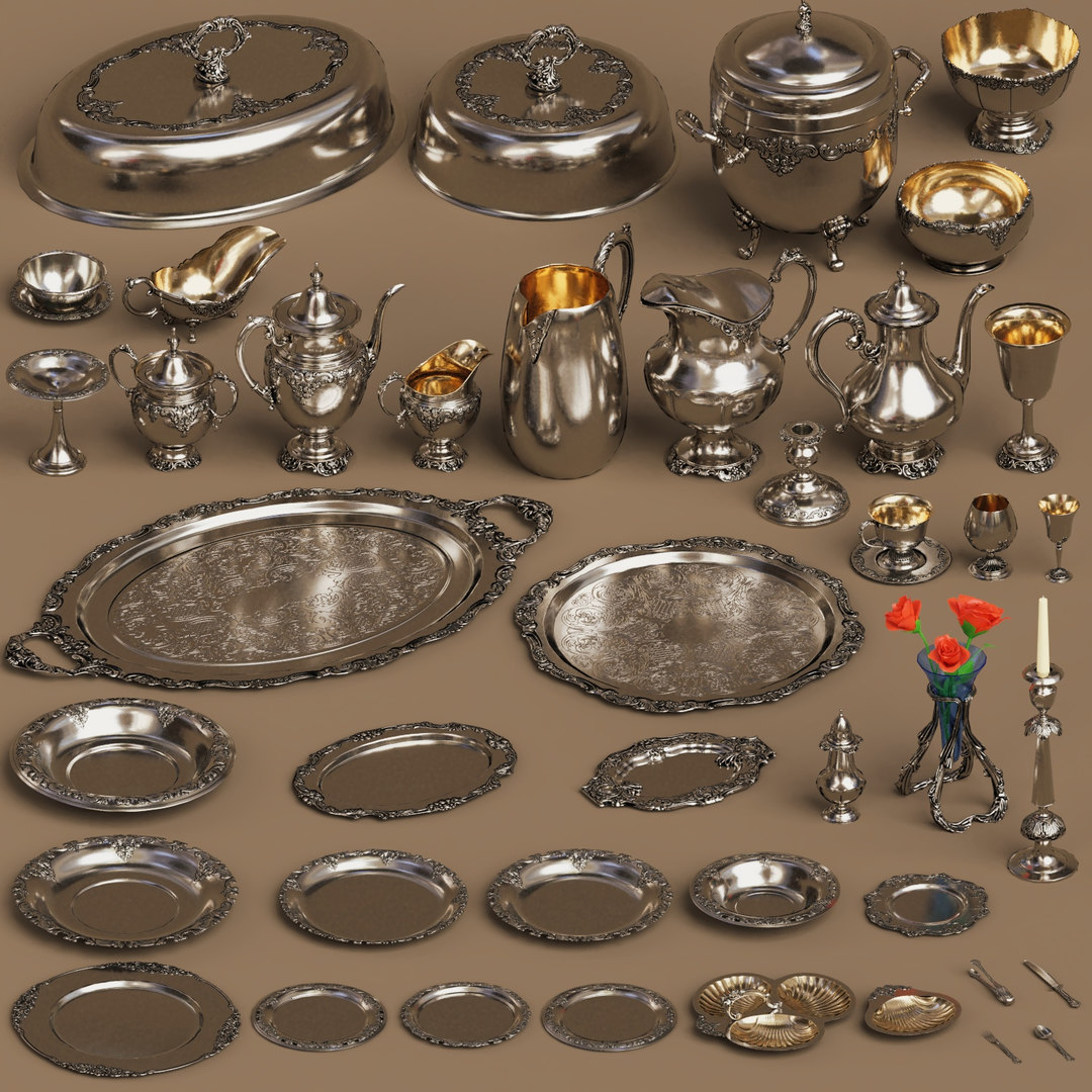 Silver holloware set 44 model - TurboSquid 1452986