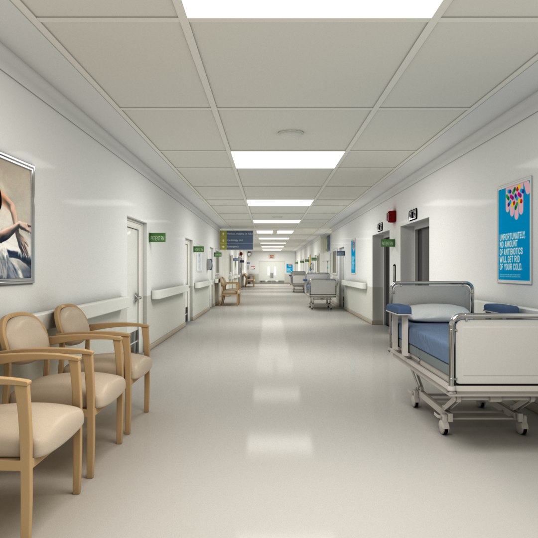 3D modular hospital hallway model - TurboSquid 1453996