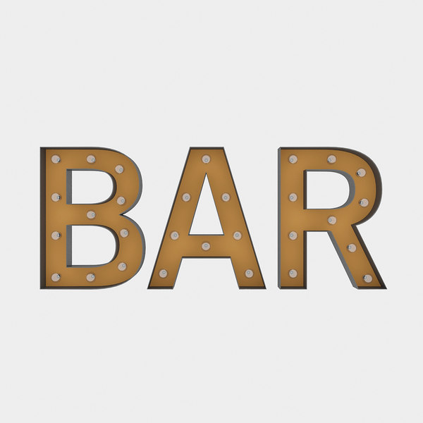 modèle 3D de Signe de bar avec ampoule - TurboSquid 1455084