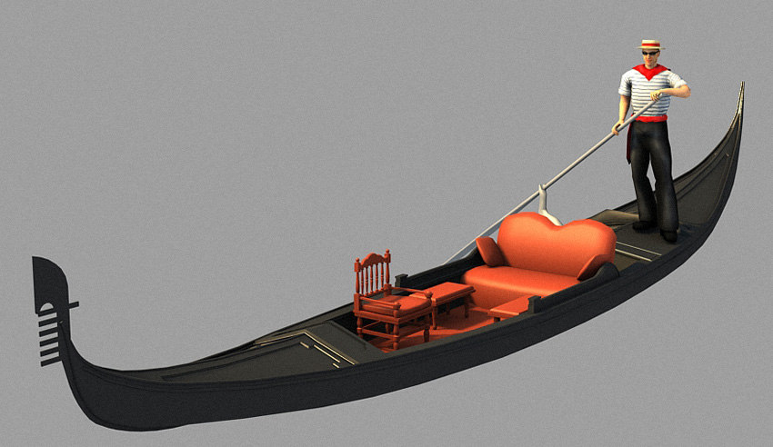 gondola boat boatman 3d model