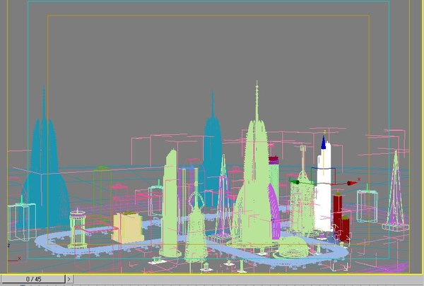 realistic night city modern 3d model