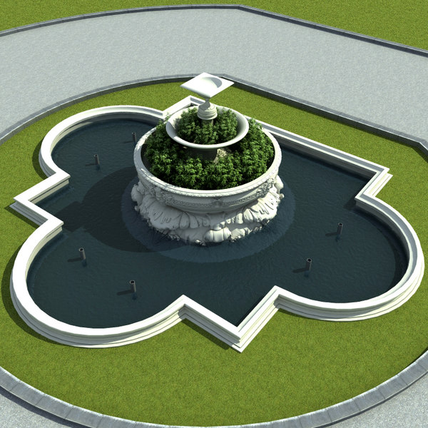 3d fountain water animation