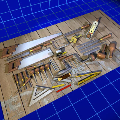3d model wood working tool set
