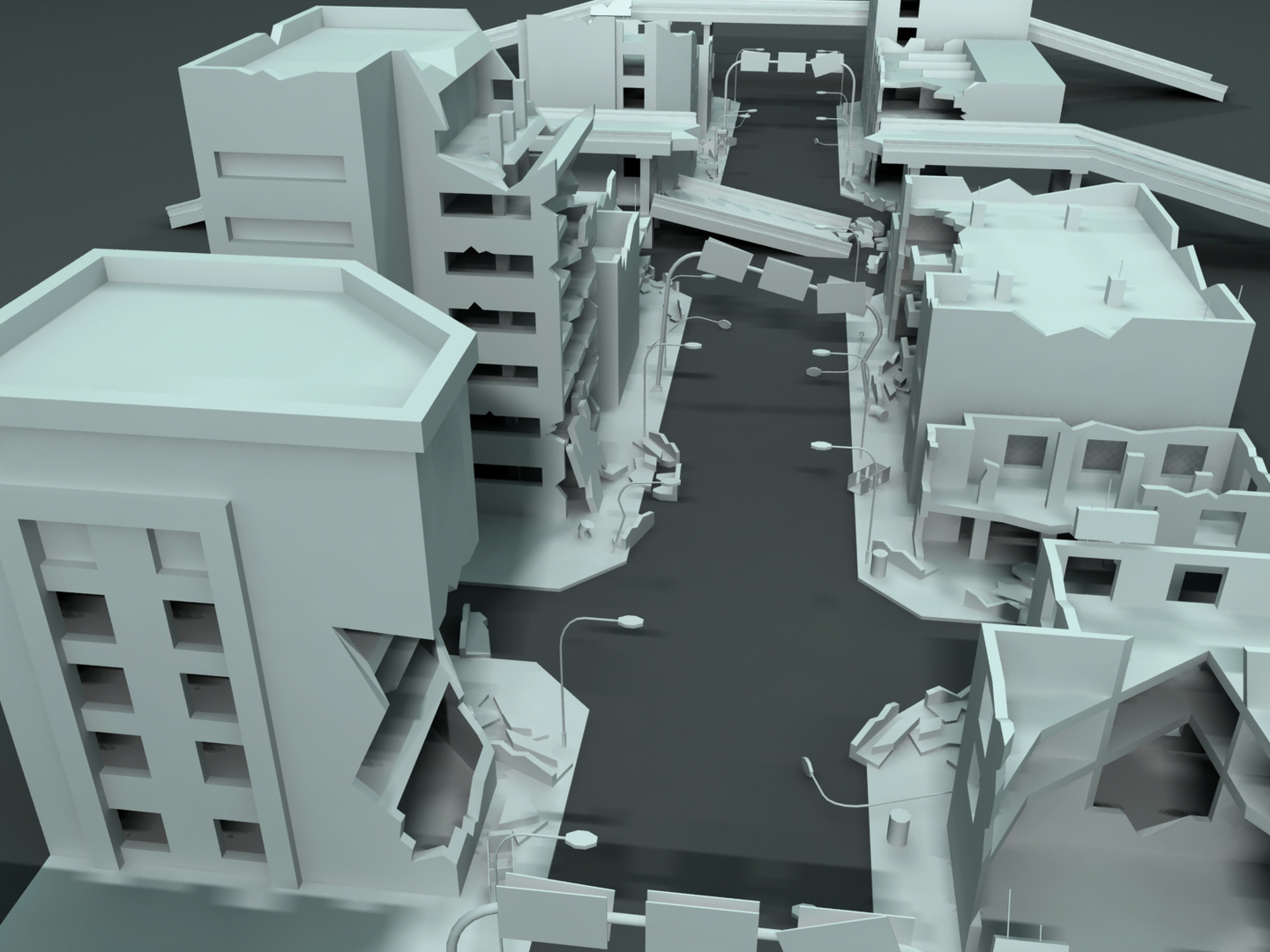 destroyed building 3d model