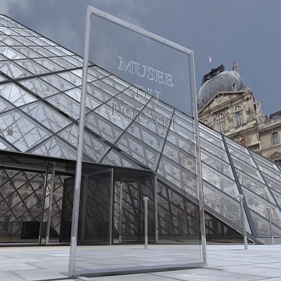 3d model of pyramid louvre
