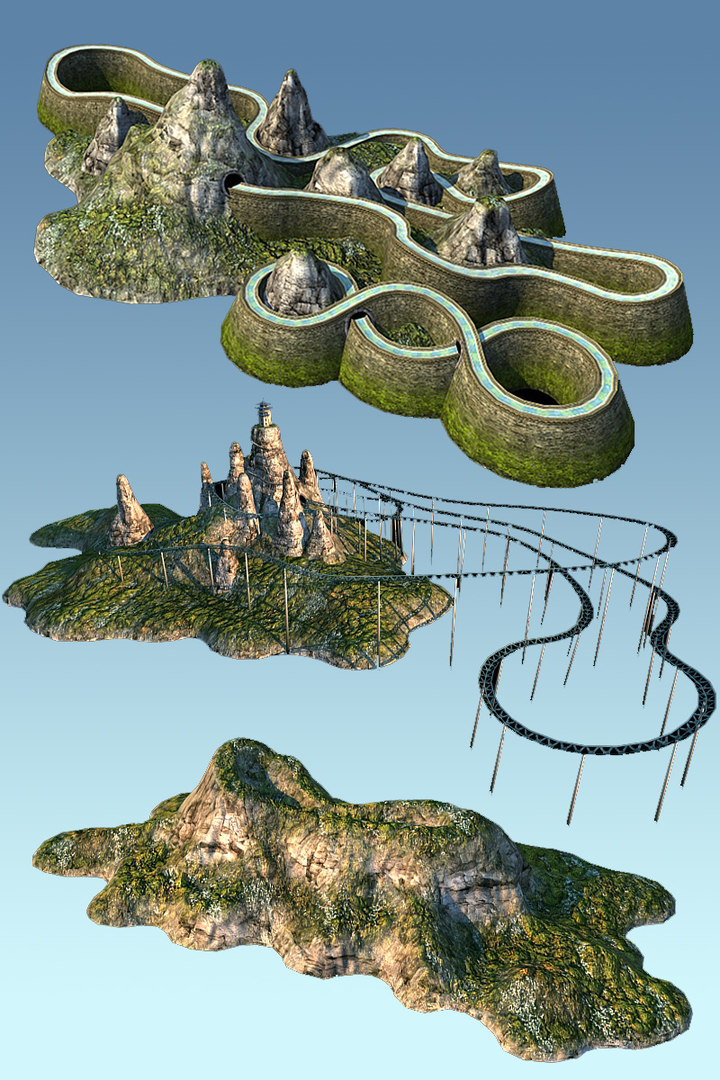 mountain roller coaster 3d model