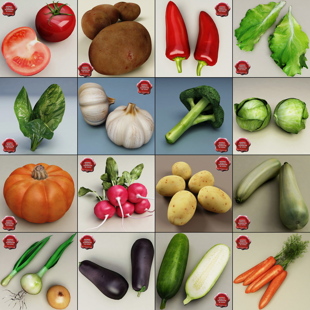 vegetables set potato 3d model