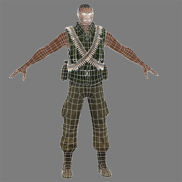 3d machine gunner t-pose