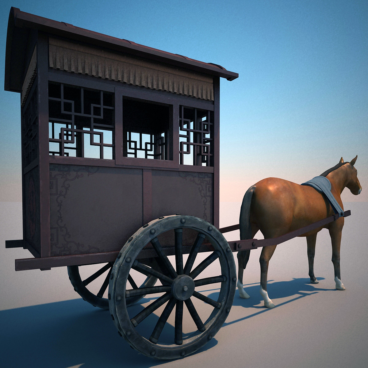 chinese horse carriage 3d model