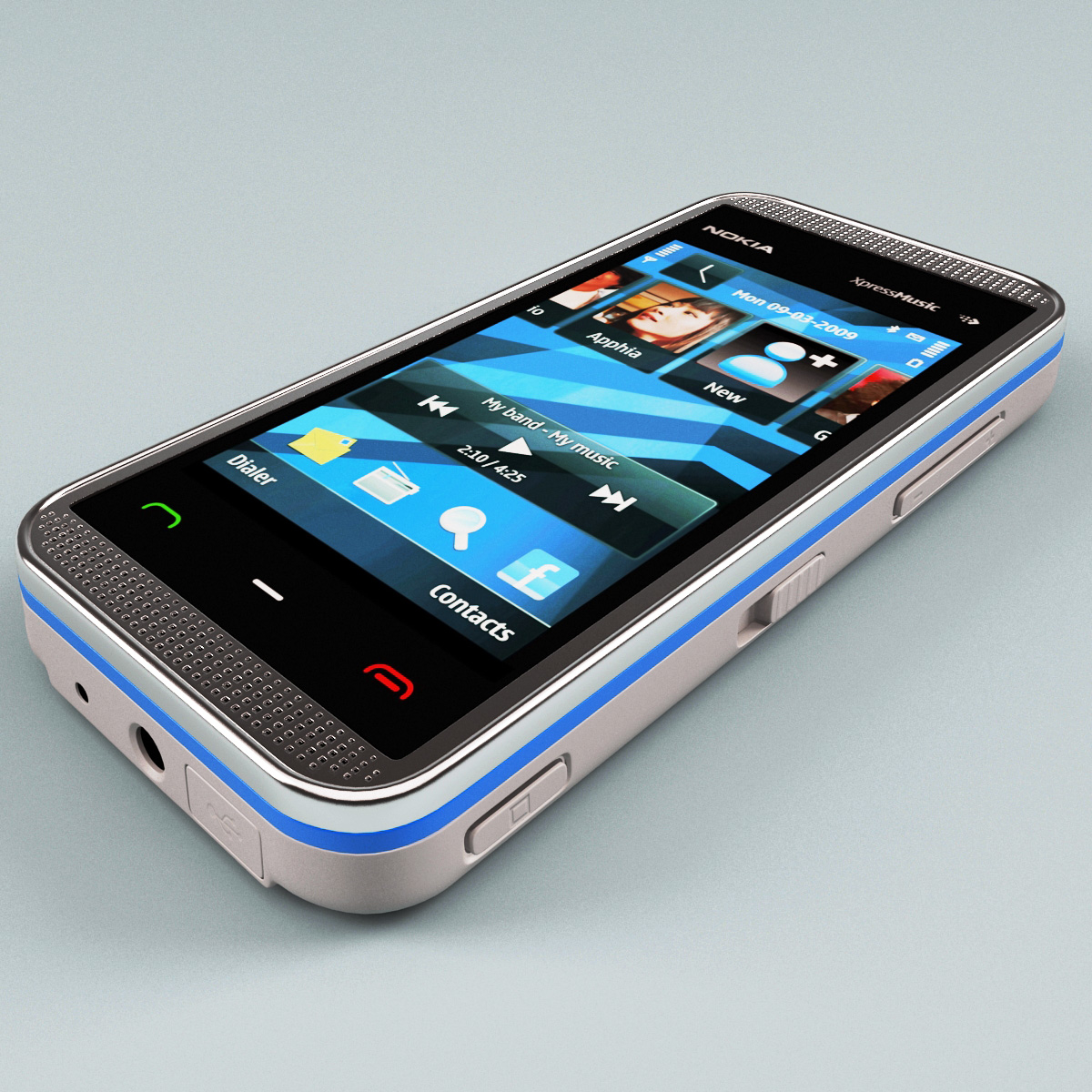 nokia 5530 blue 3d model
