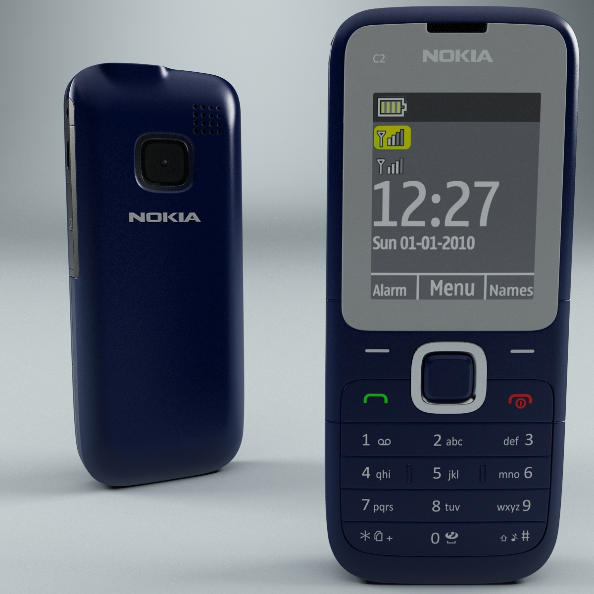 3d model nokia c2 00 blue