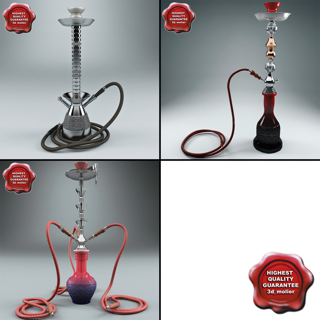 hookahs set modelled 3d max