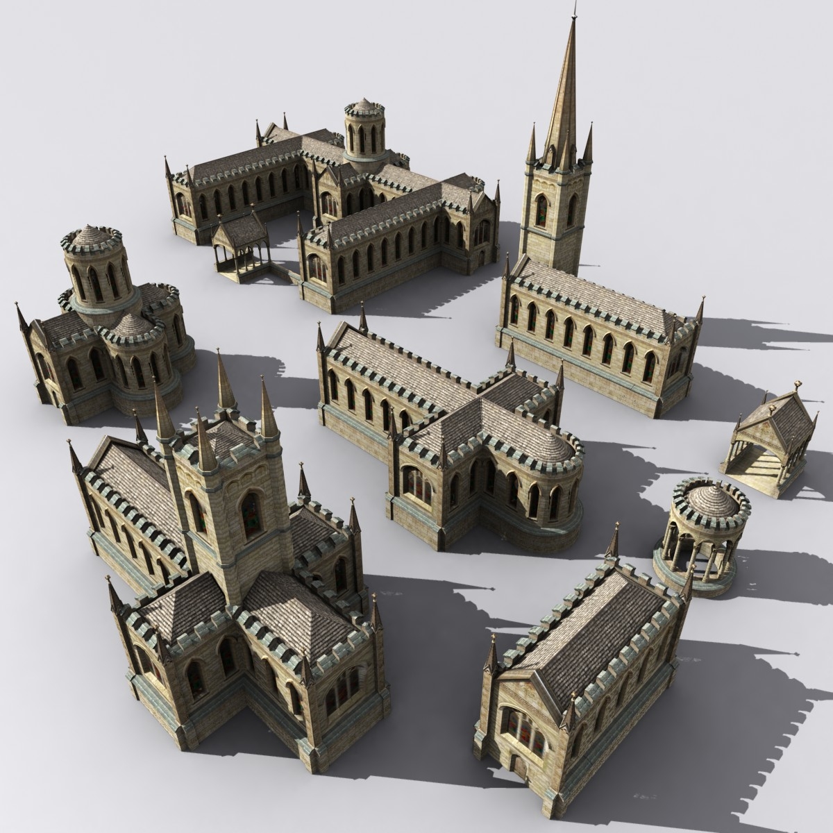 3d medieval gothic buildings cityscapes model