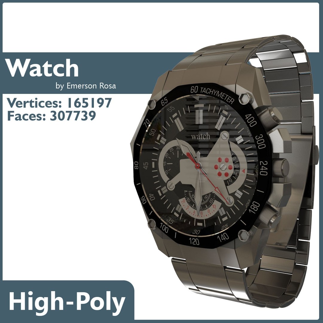 realistic watch 3d obj