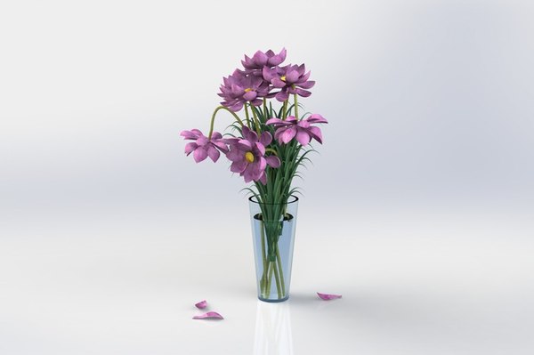 3d flowers vase model